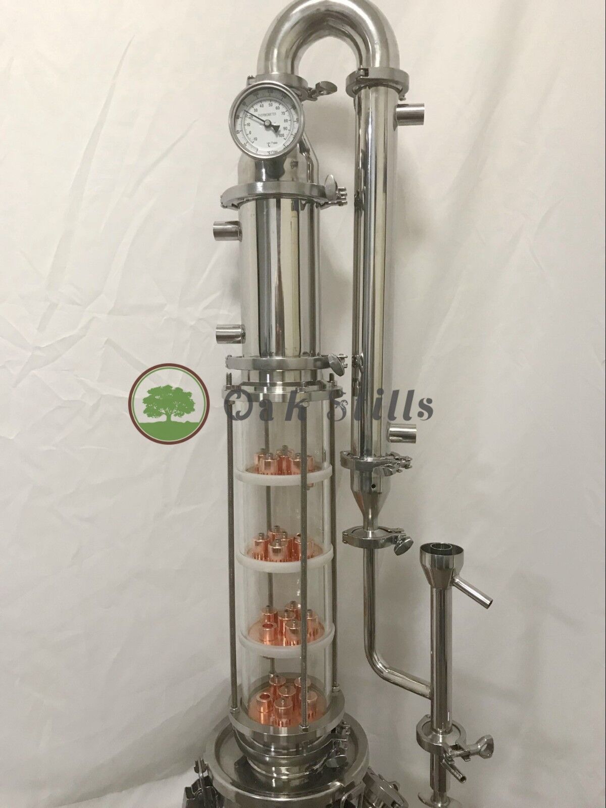4" Glass Moonshine Flute Still Column with Copper Bubble Plates ...